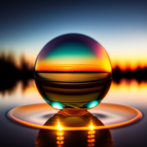Realistic Photo Of A Glowing Crystal Ball Floating Above The Water In ...