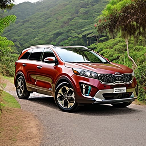 Kia Sorento Suv In Country Park Of Hong Kong. Sunny Day, Tre In The ...