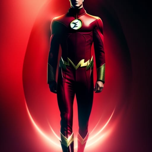 The Flash In Red Suit Standing In A Black Background Whole Body Facing ...